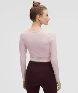 Lululemon Nulu Cropped Wrap Long-Sleeve Top - Pink Haze | Editorialist
